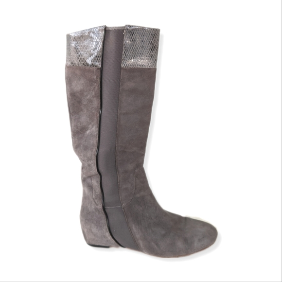 Tsubo | Shoes | Tsubo Boots Galena Gray Suede Leather Snakeskin Knee ...